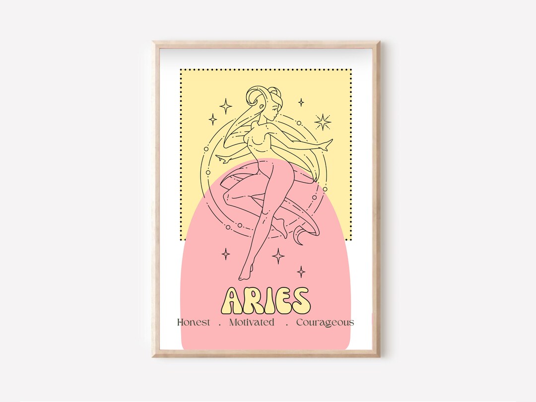 Aries Wall Art Zodiac Poster Printable, Aries Art, Aries Wall Art, Aries Gifts, Astrology Art ...