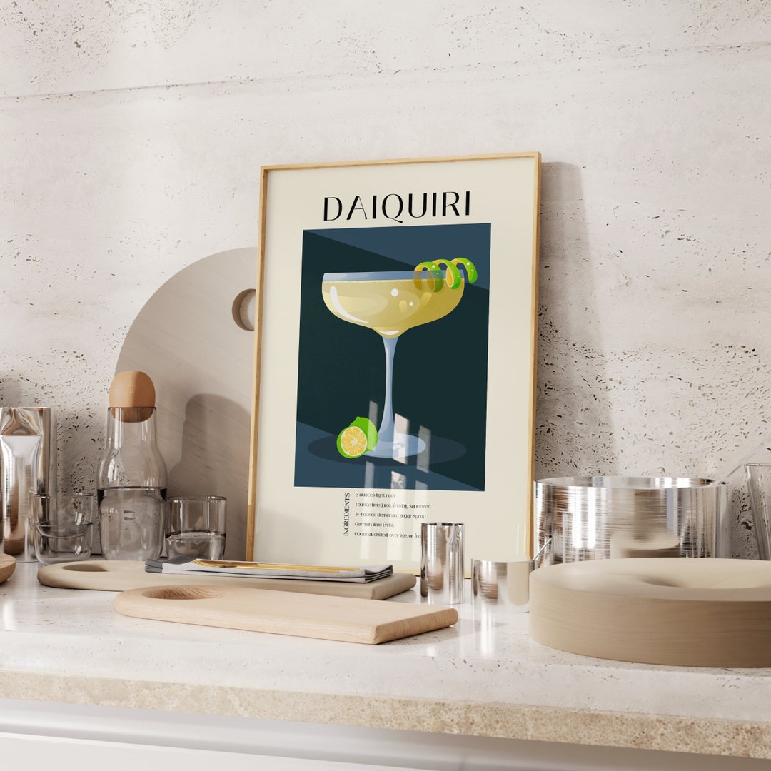Daiquiri Cocktail Recipe Art Print, Minimalist Bar Decor (digital ...