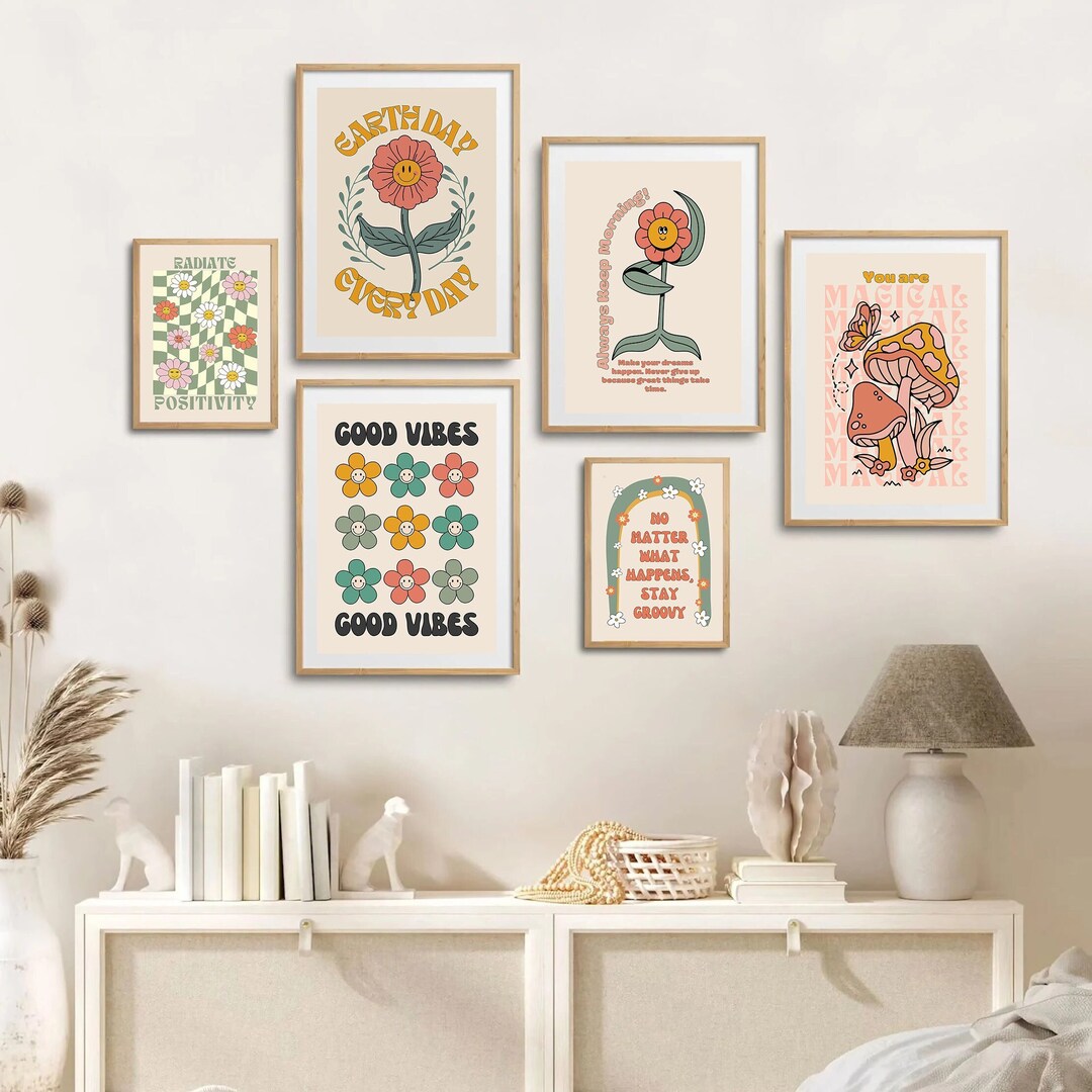 Retro 70s Wall Art Set, Groovy Hippie Decor (digital Download) - Etsy