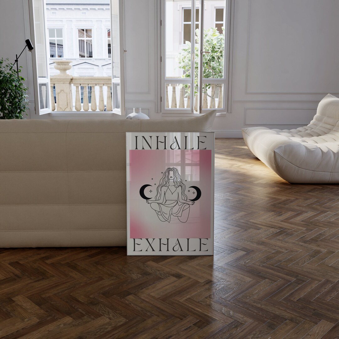Inhale Exhale Wall Art, Spiritual Poster, Gradient Positive Energy Aura ...