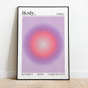 Gradient Mind Body Soul Print, Positive Aura Poster Set of 3, Spiritual ...