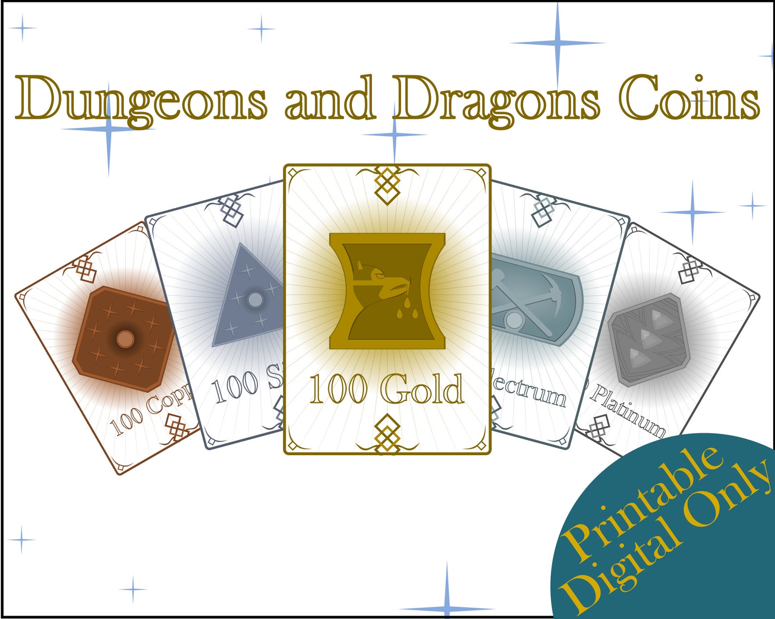 Coins Tokens | Dnd 5E Compatible | Printable | Digital Only | Dungeons ...