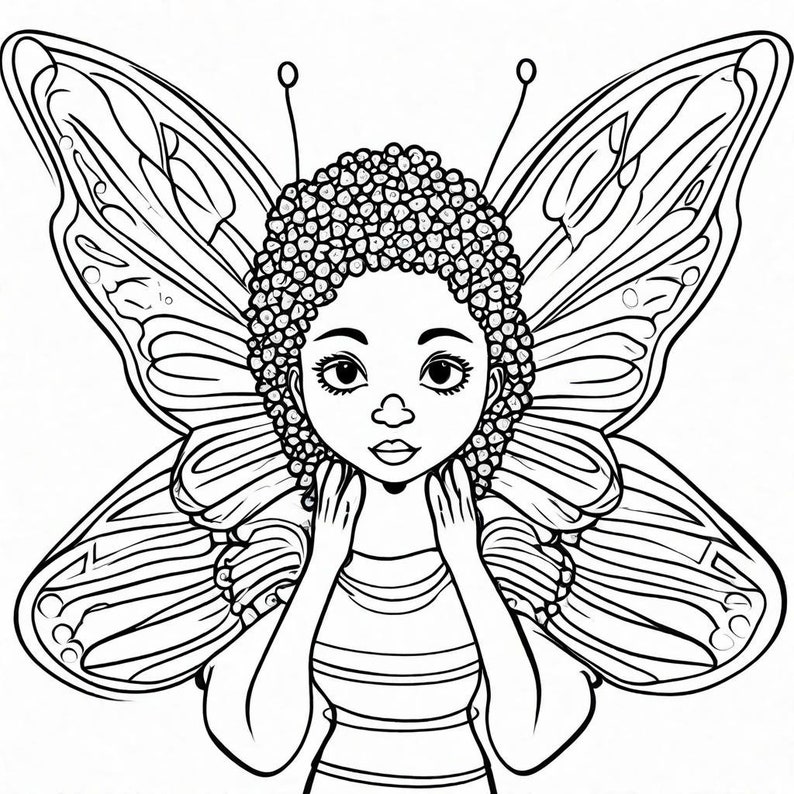 Butterfly Girl Coloring Page - Etsy