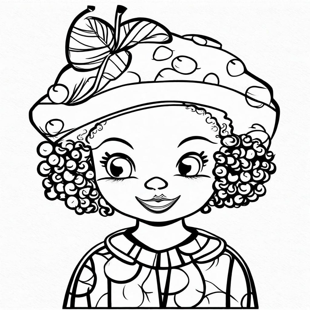 Cherry Girl Coloring Page Digital Image - Etsy