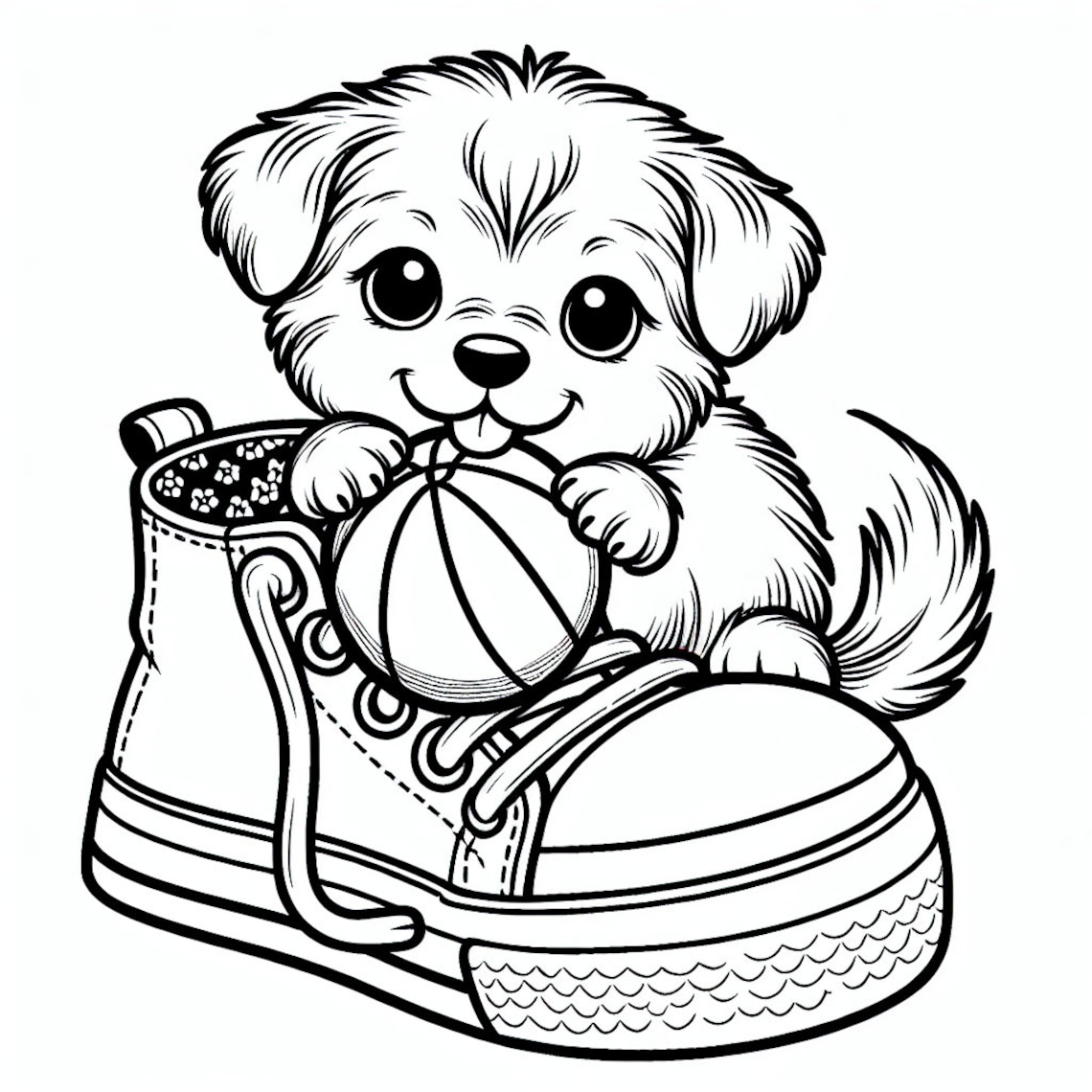 Puppy in Sneaker Coloring Page - Etsy