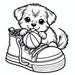 Puppy in Sneaker Coloring Page - Etsy UK