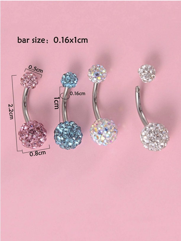 Rhinestone Decor Belly Bars - Etsy