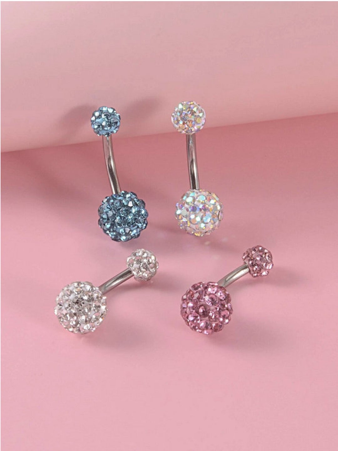 Rhinestone Decor Belly Bars - Etsy