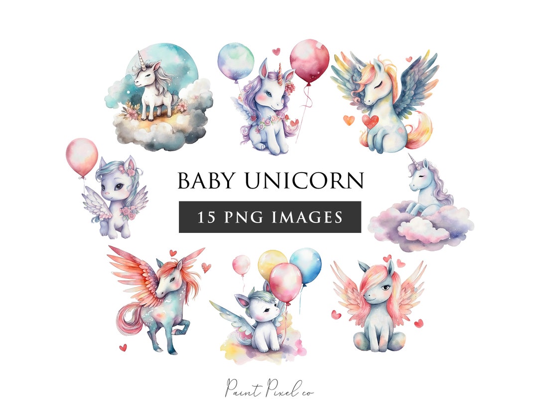 Baby Unicorn Clipart Fantasy Fairy Tale PNG Bundle Unicorn PNG - Etsy