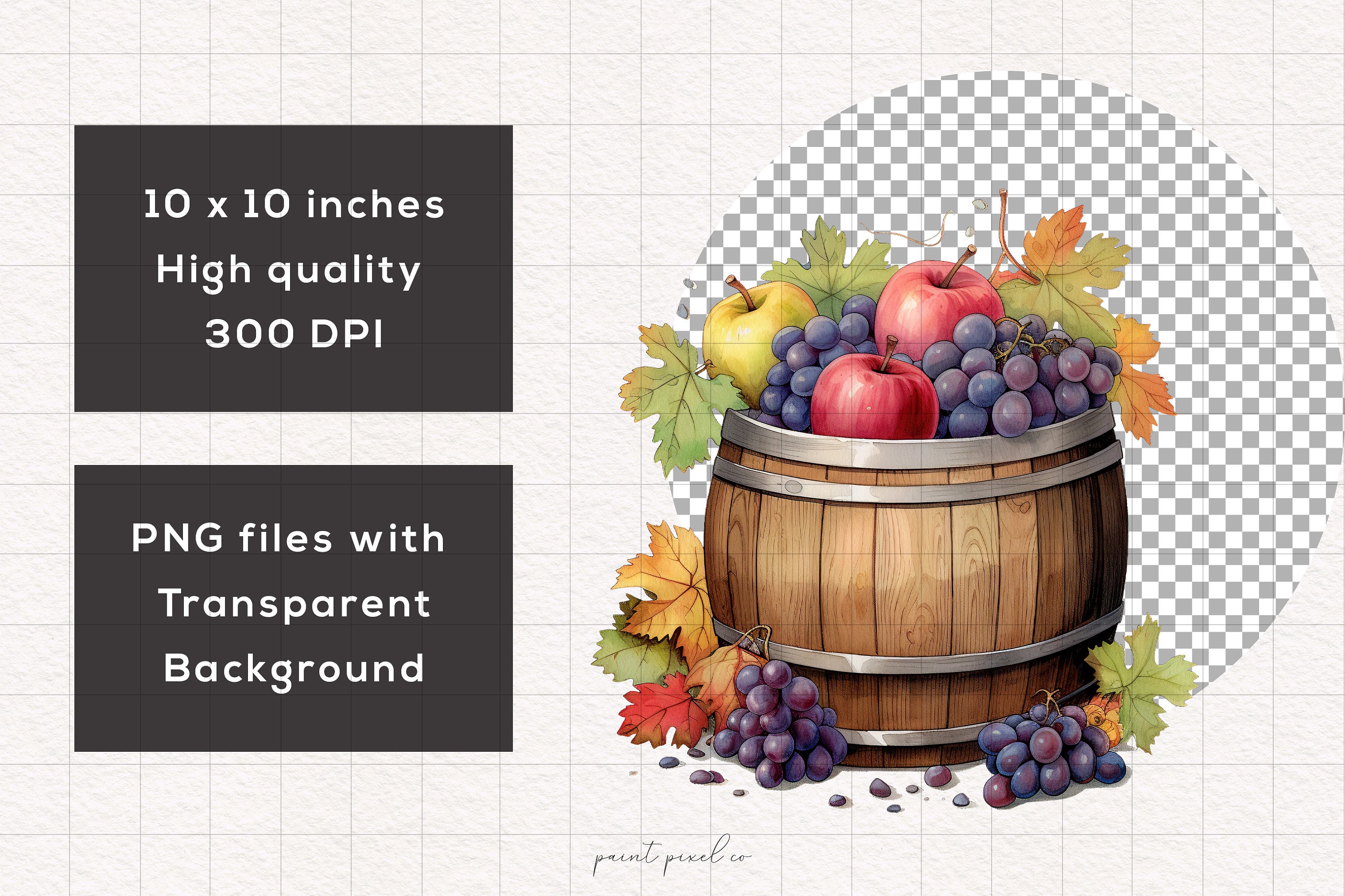 8 Watercolor Cute Fall Barrels Decor Clipart Boho Autumn PNG Watercolor ...