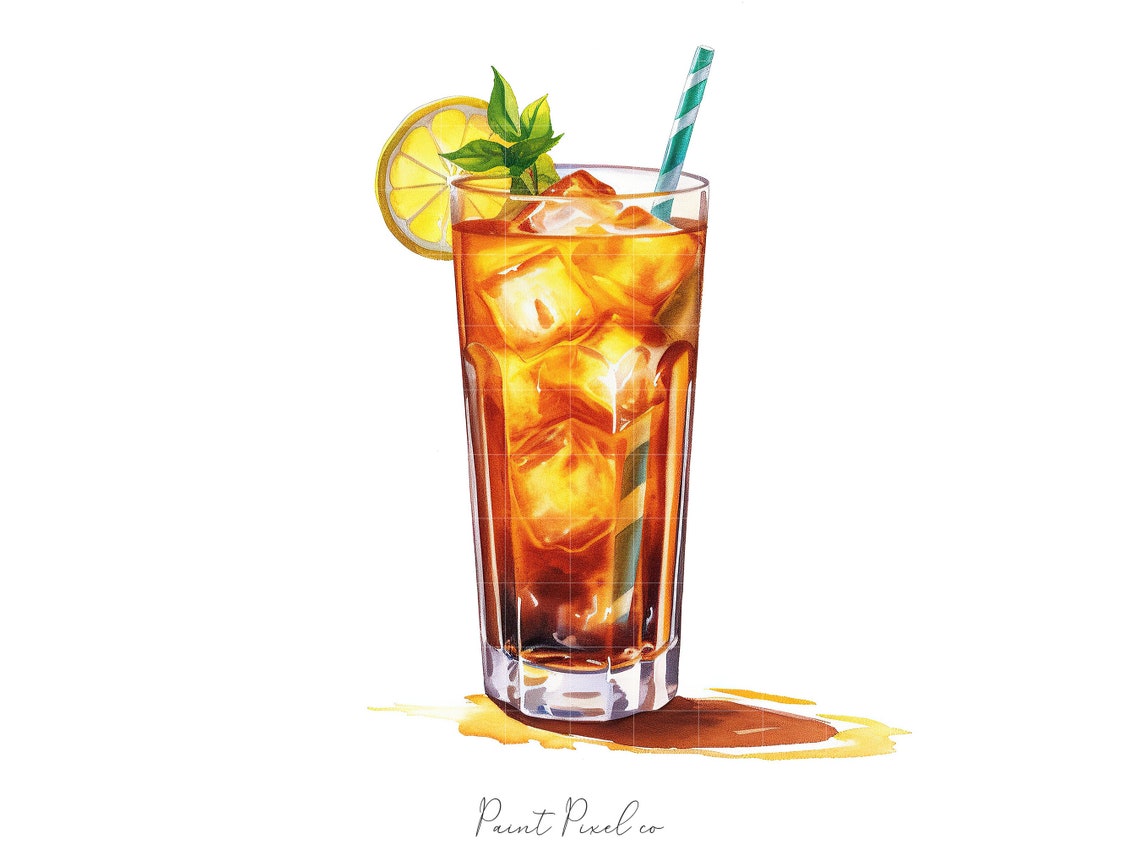 8 Long Island Iced Tea JPG Watercolor Cocktails Clipart High Quality ...