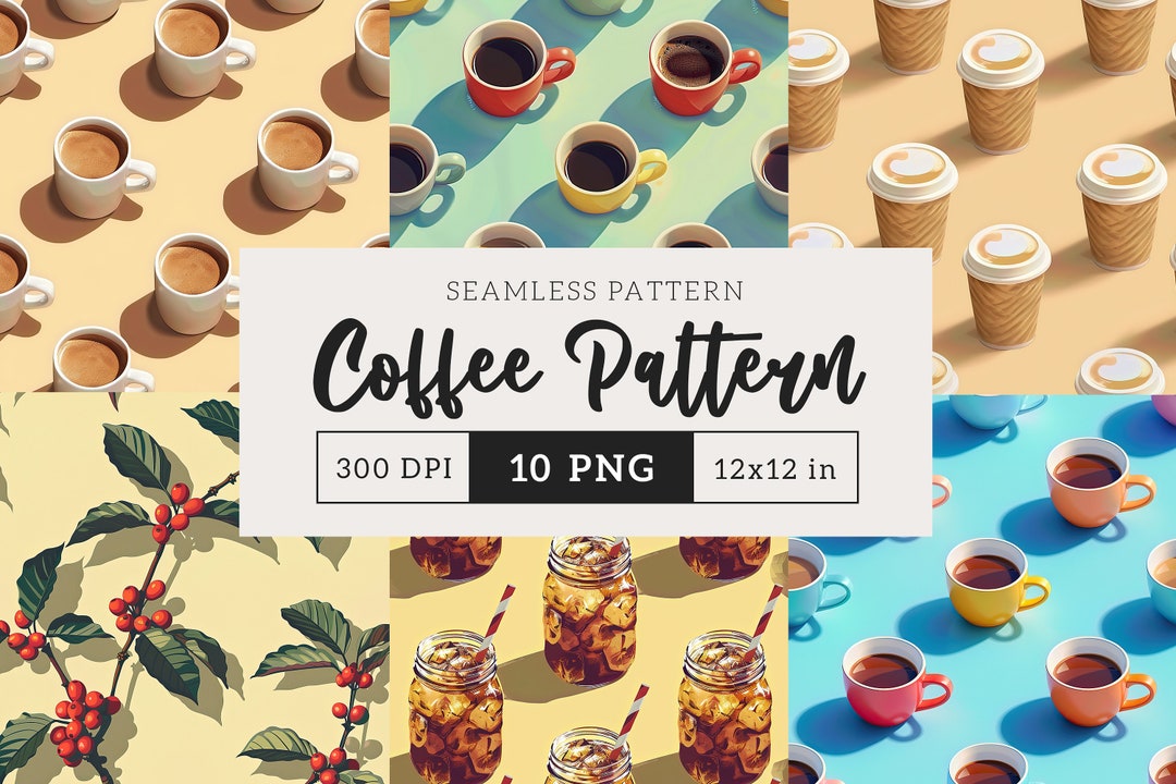 Coffee Pattern Seamless Background Latte Printable Coffee Mug Scrapbook ...