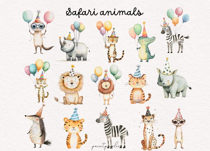 Safari Birthday Clipart Boho Forest Animals Birthday Baby Shower Cute ...