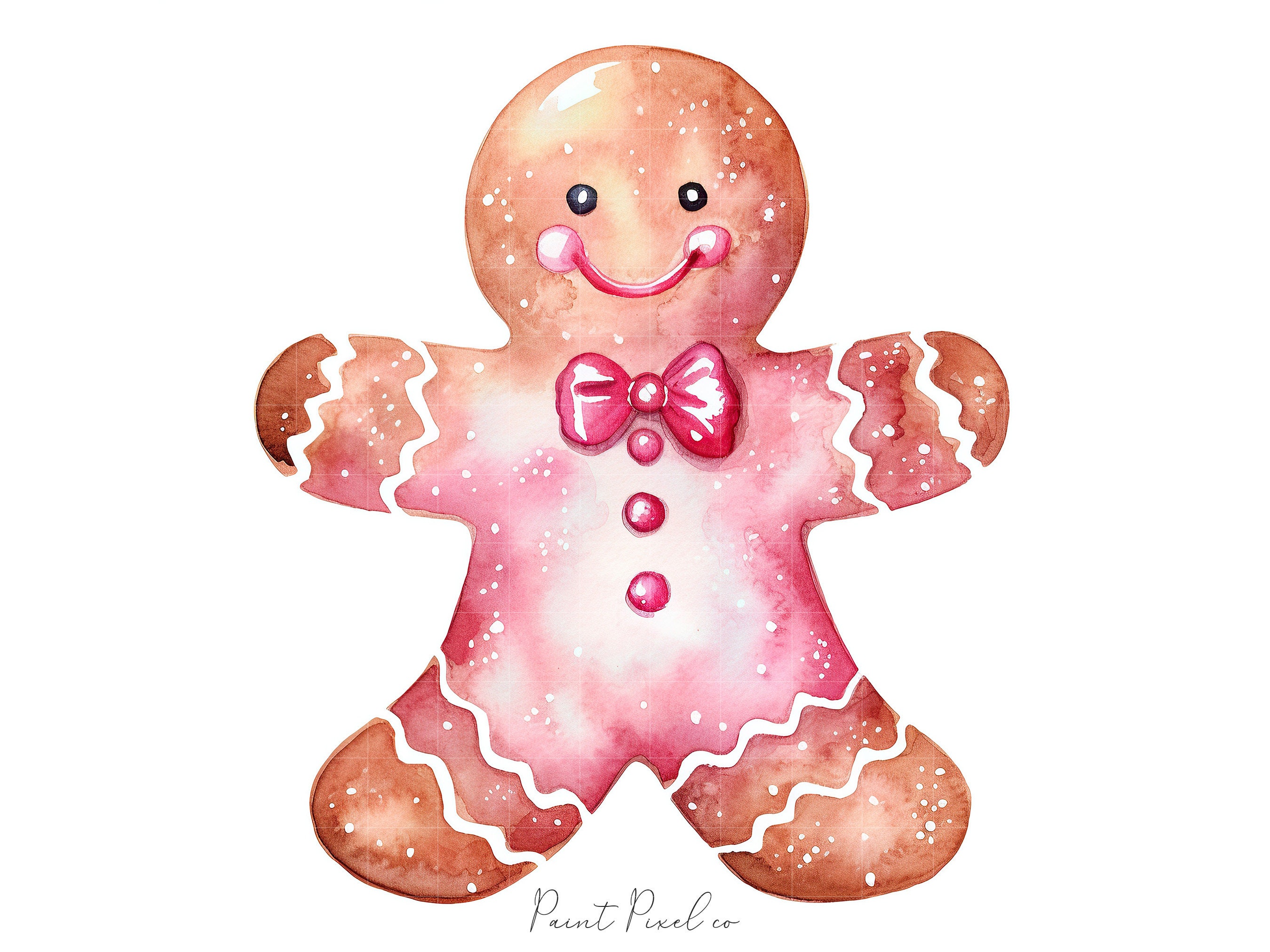 10 Pink Gingerbread Man Clipart High Quality Jpgs Pink Christmas Clip ...