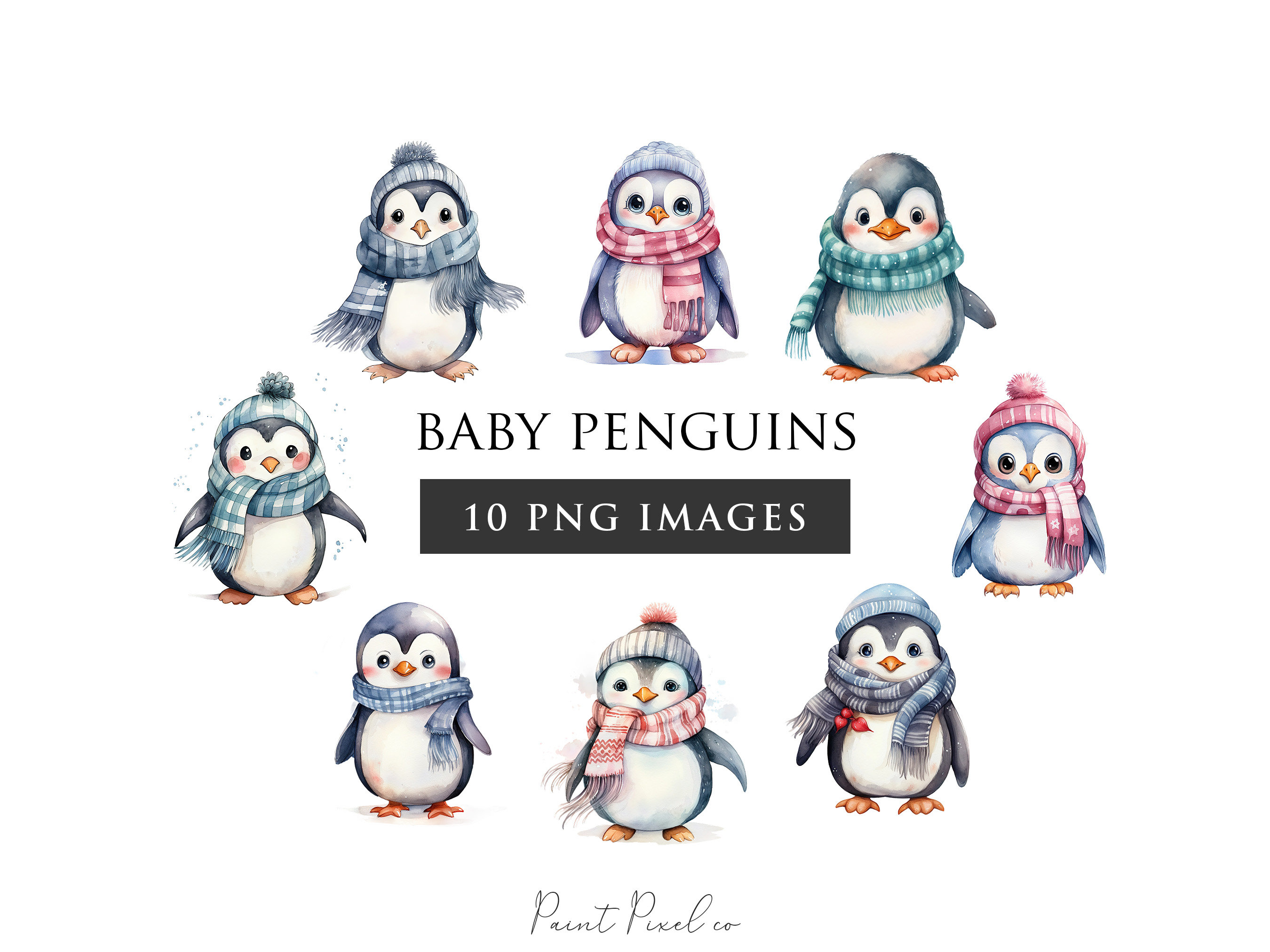 Penguin Clipart PNG Cute Winter Animal Watercolor Clipart Baby Animal ...