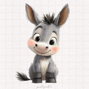 9 Quirky Baby Donkey Clipart PNG Whimsical Cute Donkeys Sublimation ...
