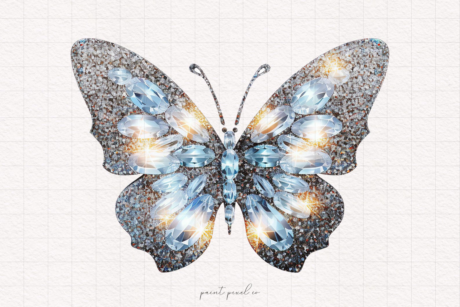 6 Silver Butterfly PNG Glittery Butterflies Clipart Silver Butterfly ...