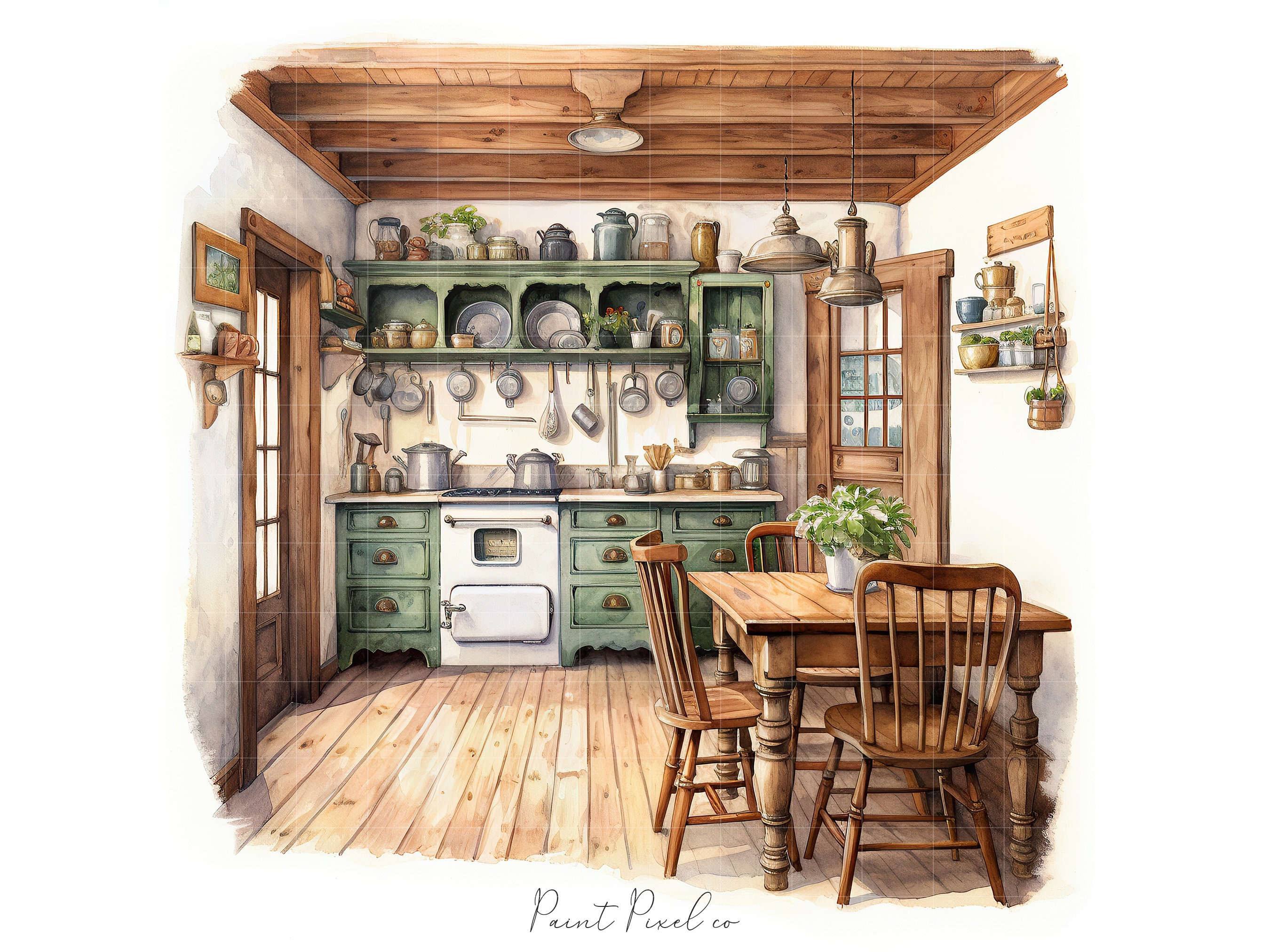 Farmhouse Kitchen Clipart High Quality Jpgs Rustic Country - Etsy
