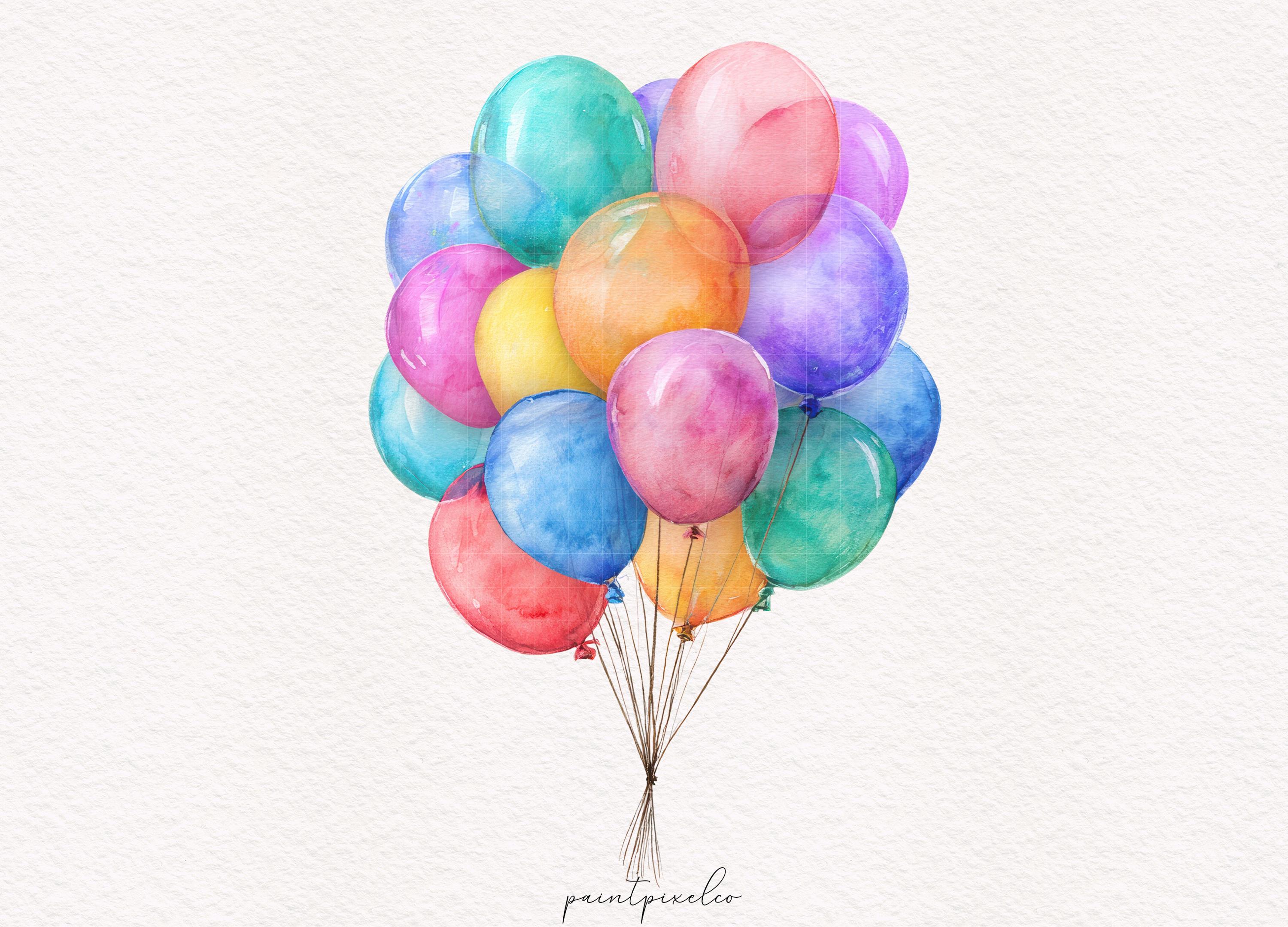11 Rainbow Balloons Clipart Colorful Happy Birthday Decor PNG Rainbow ...