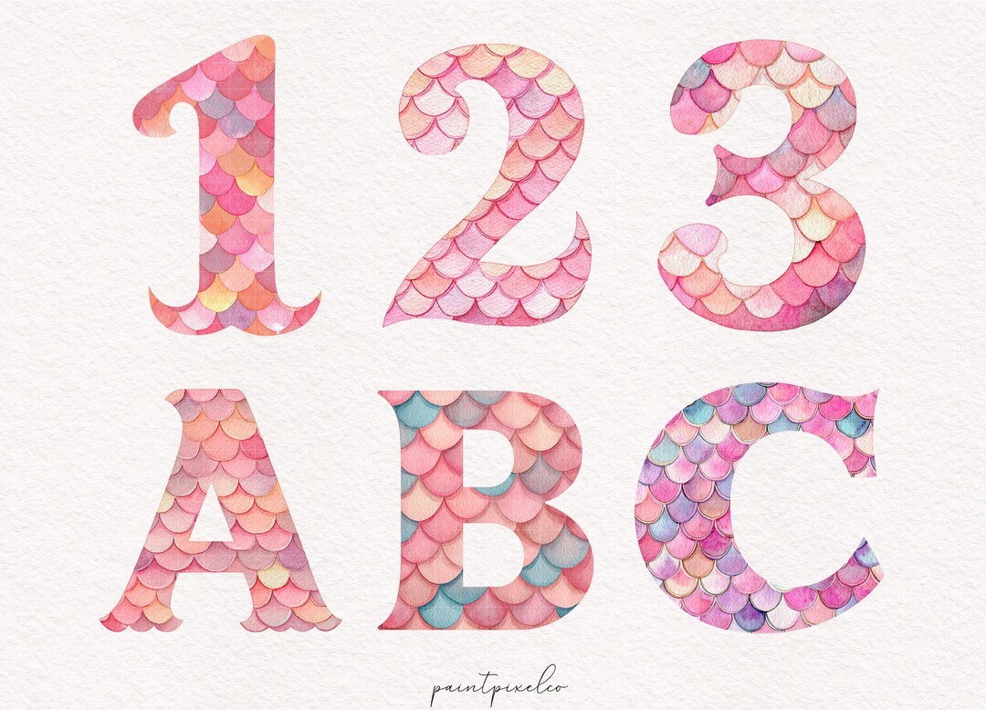 Pink Alphabet Clipart Mermaid Alphabets Cute Watercolor Letters Pink ...