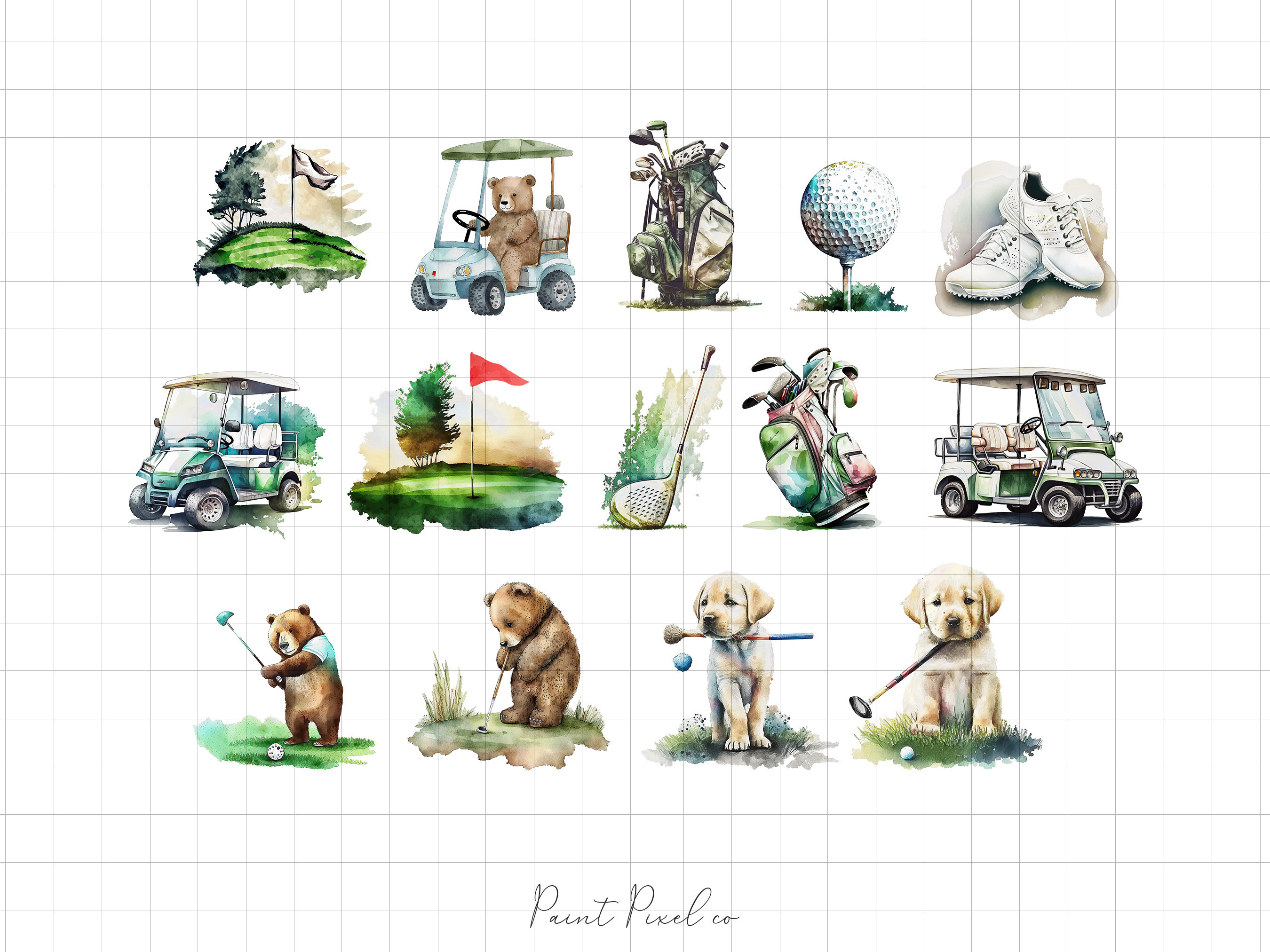 Golf PNG Watercolor Golf Clipart Bear Golf Ball Dog Golf Bag - Etsy