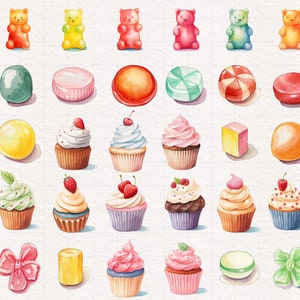 Watercolor Pastel Sweets Clipart Rainbow Sweet Treats PNG Macarons ...
