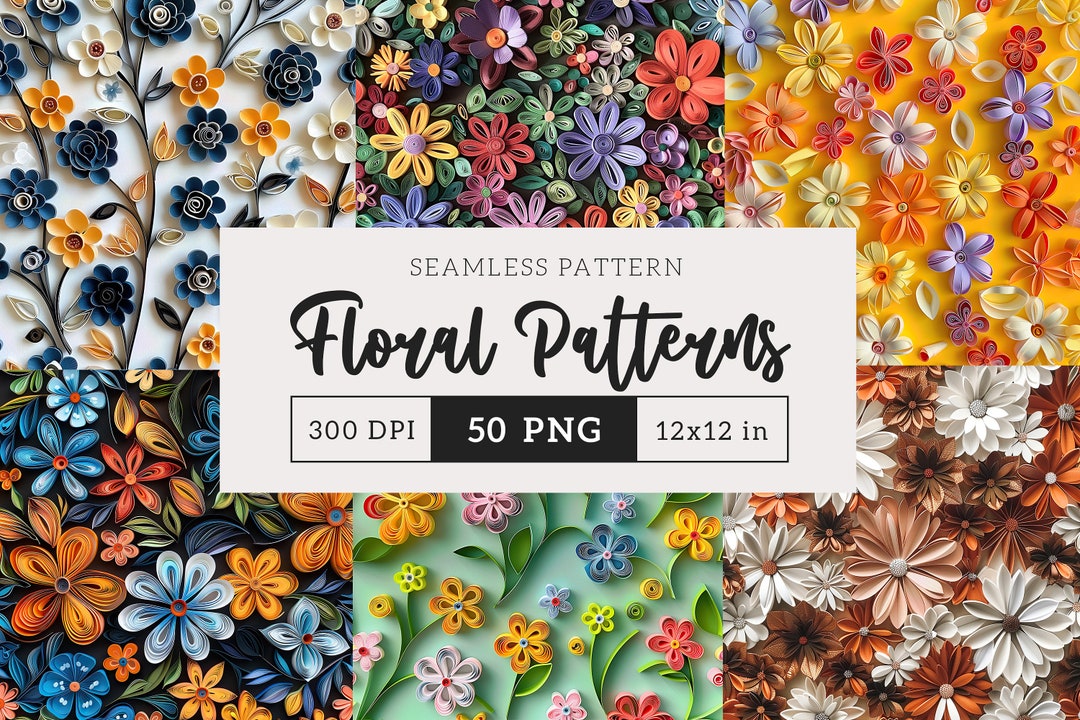 3d Quilled Floral Seamless Digital Paper Printable Scrapbook Paper ...
