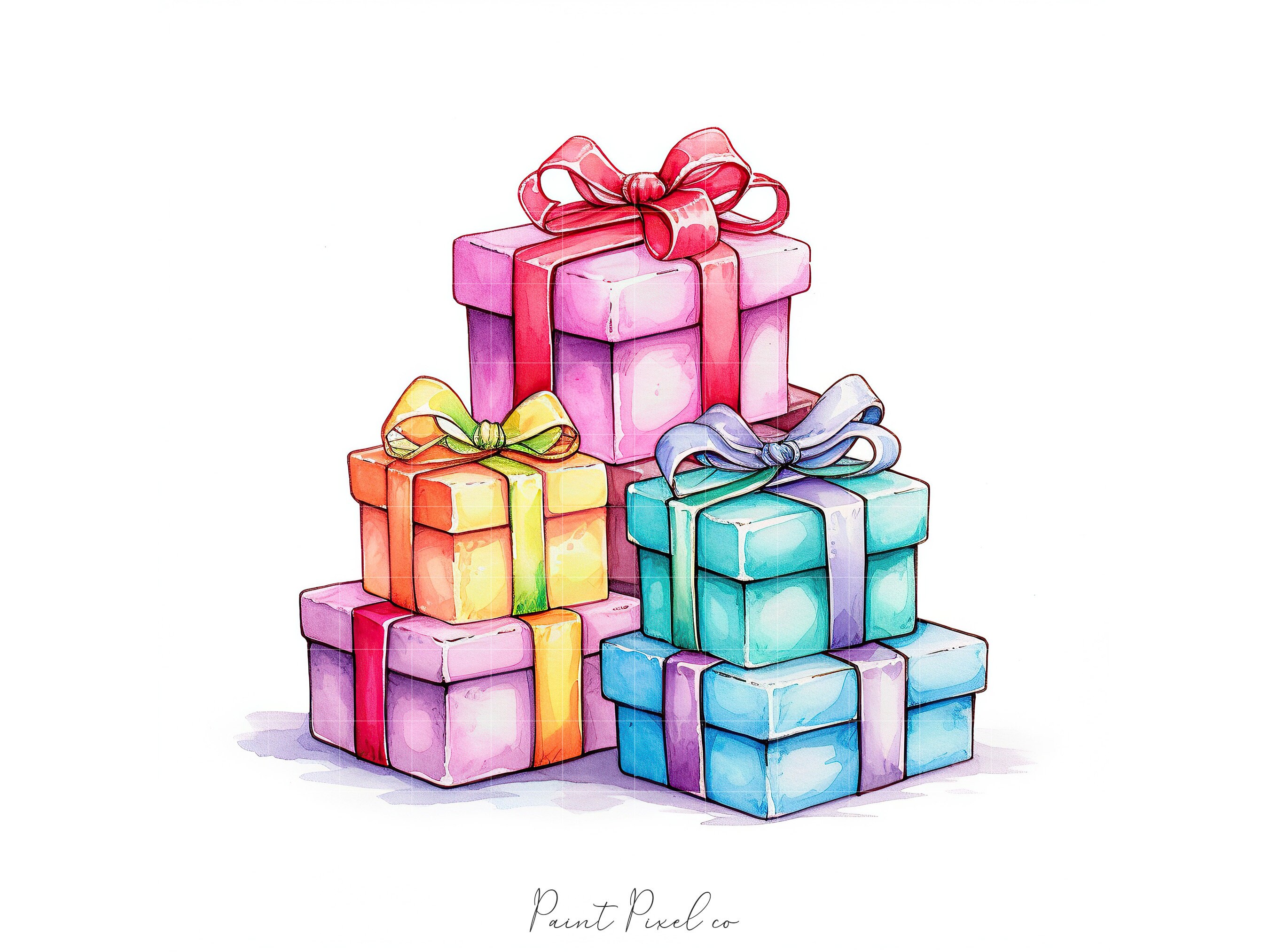 10 Wrapped Gifts Clipart High Quality Jpgs Colorful Presents Birthday ...