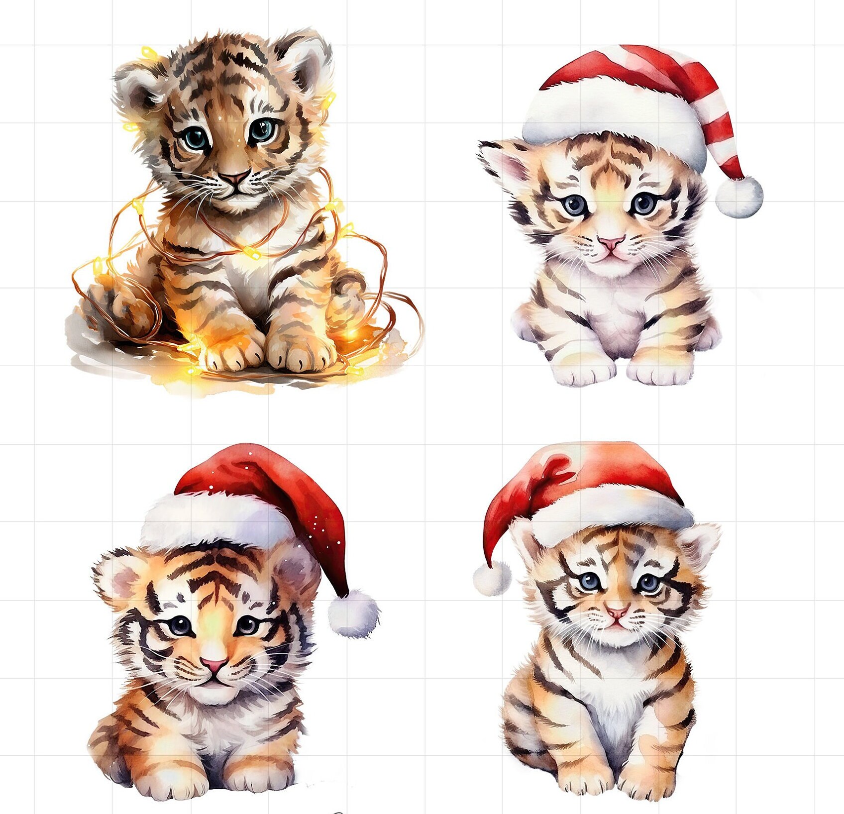 Christmas Tiger Clipart PNG Holiday Safari Animal Bundle - Etsy