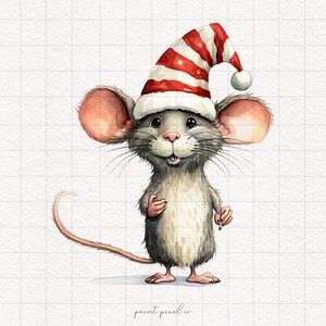 8 Quirky Christmas Mouse Clipart Whimsical Funny Animals Silly Holiday ...