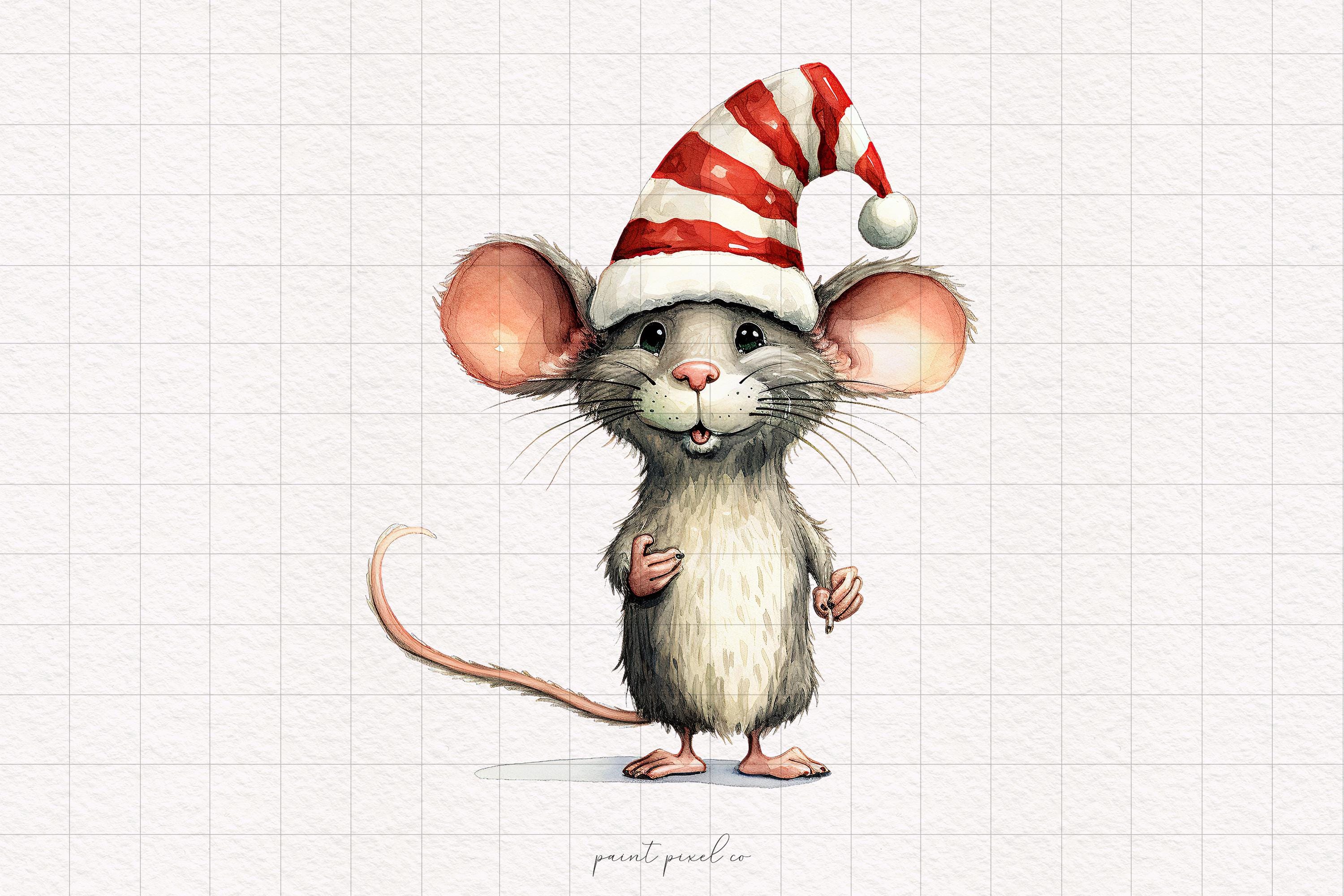 8 Quirky Christmas Mouse Clipart Whimsical Funny Animals Silly Holiday ...
