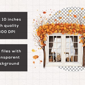 4 Autumn Window Clipart Boho Fall House PNG Watercolor Cozy Hearth ...
