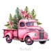 10 Pink Christmas Truck Clipart High Quality Jpgs Watercolor Clip Art ...