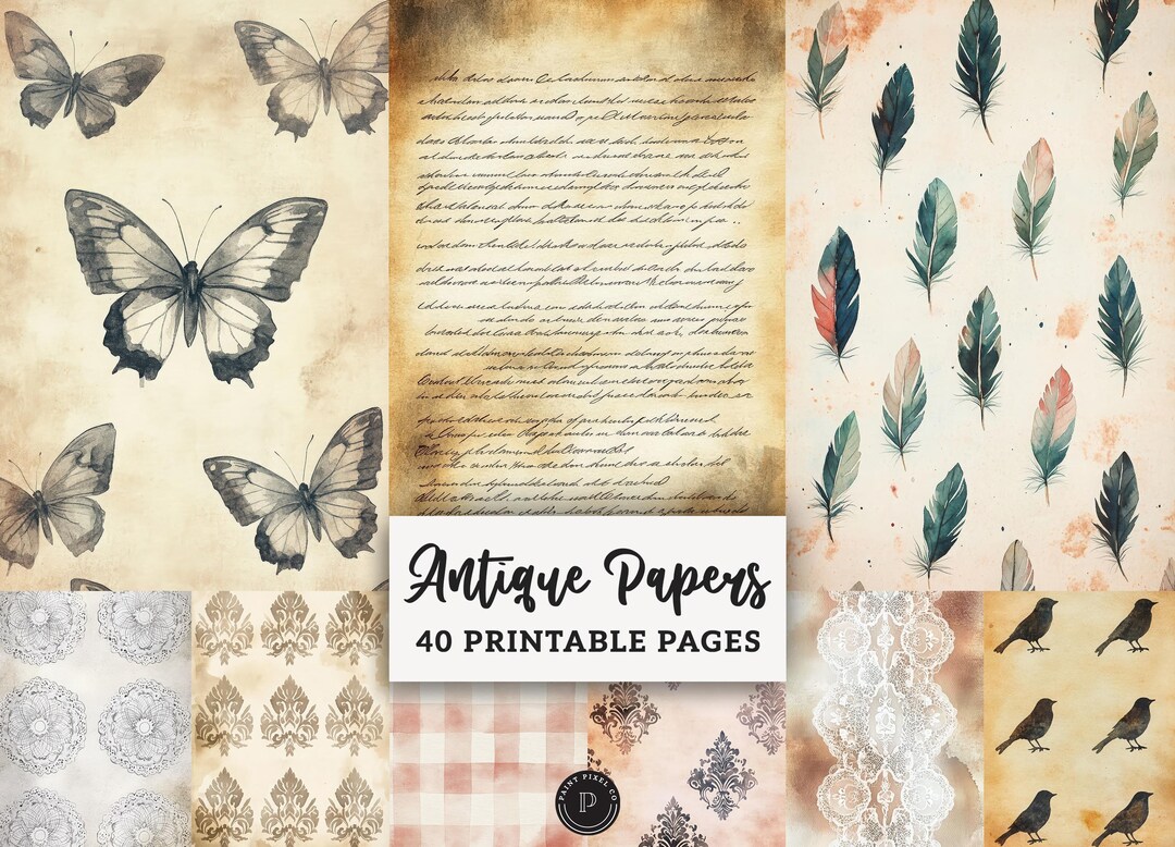 Antique Shabby Chic Digital Papers - Rustic Flowers Printable - Vintage ...