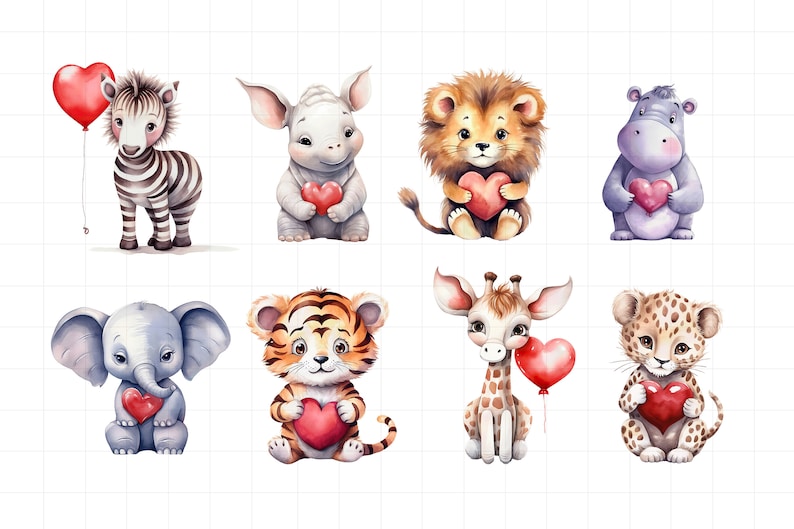 Valentine Clipart PNG Bundle Watercolor Lovers Day Sublimation Transfer ...