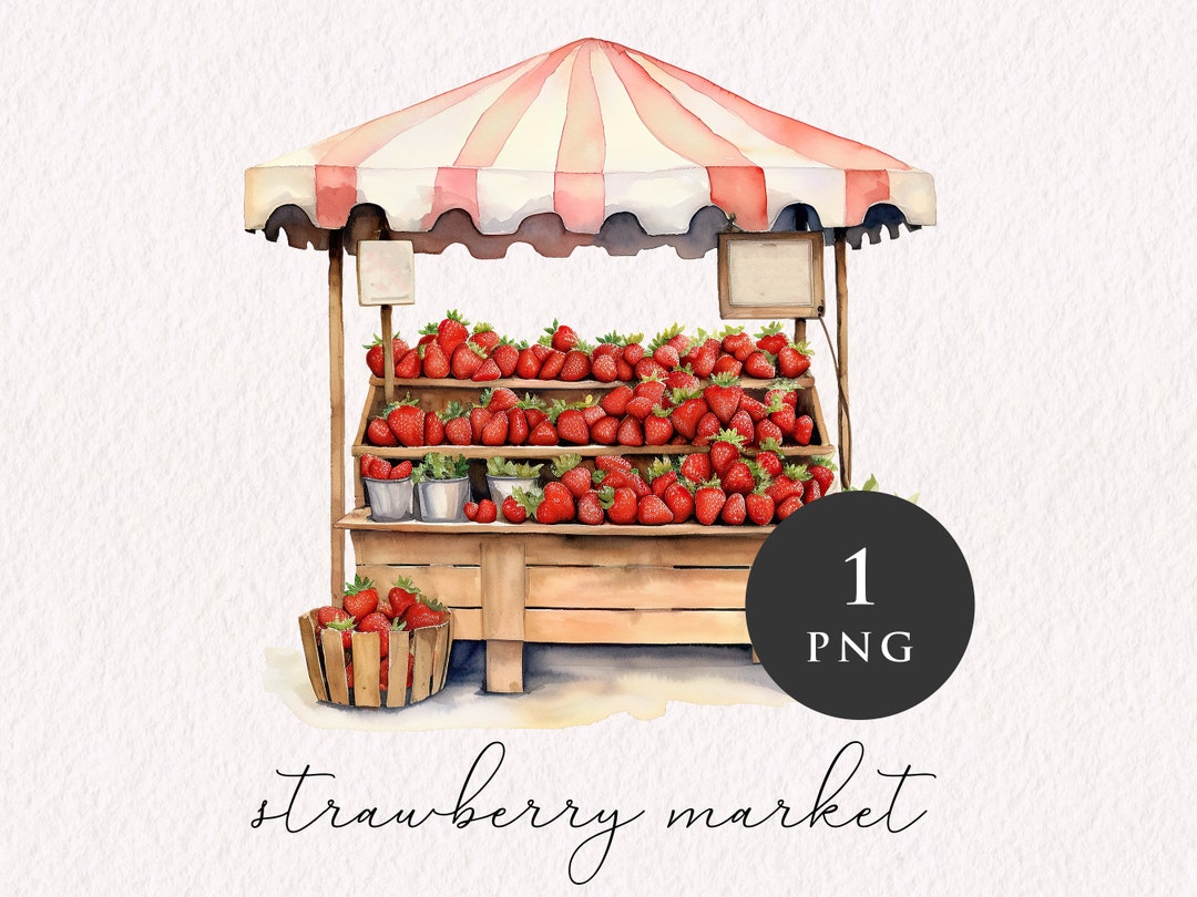 Strawberry Stall PNG Fruits Clip Art High Quality Farmers Market ...