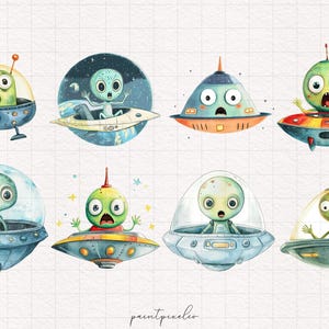 Quirky Alien Clipart PNG Whimsical ETC Funny Futuristic Aliens ...
