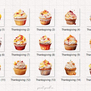 Autumn Cupcake Clipart Dessert PNG Watercolor Boho Fall Sweet Treats ...