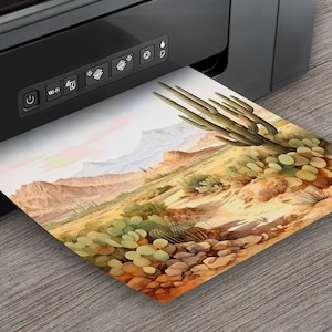 Watercolor Desert Digital Paper Set PNG Western Sahara Backdrop Sunny ...