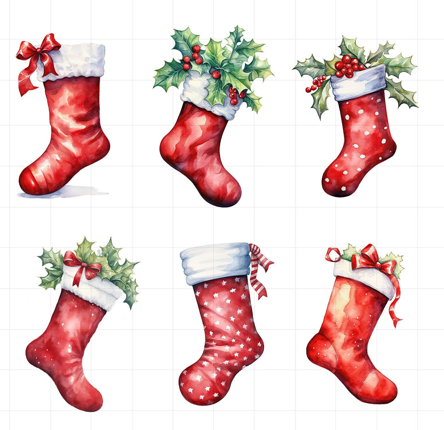 Christmas Stocking Clipart Holiday PNG Red Stockings Clip Art Xmas ...