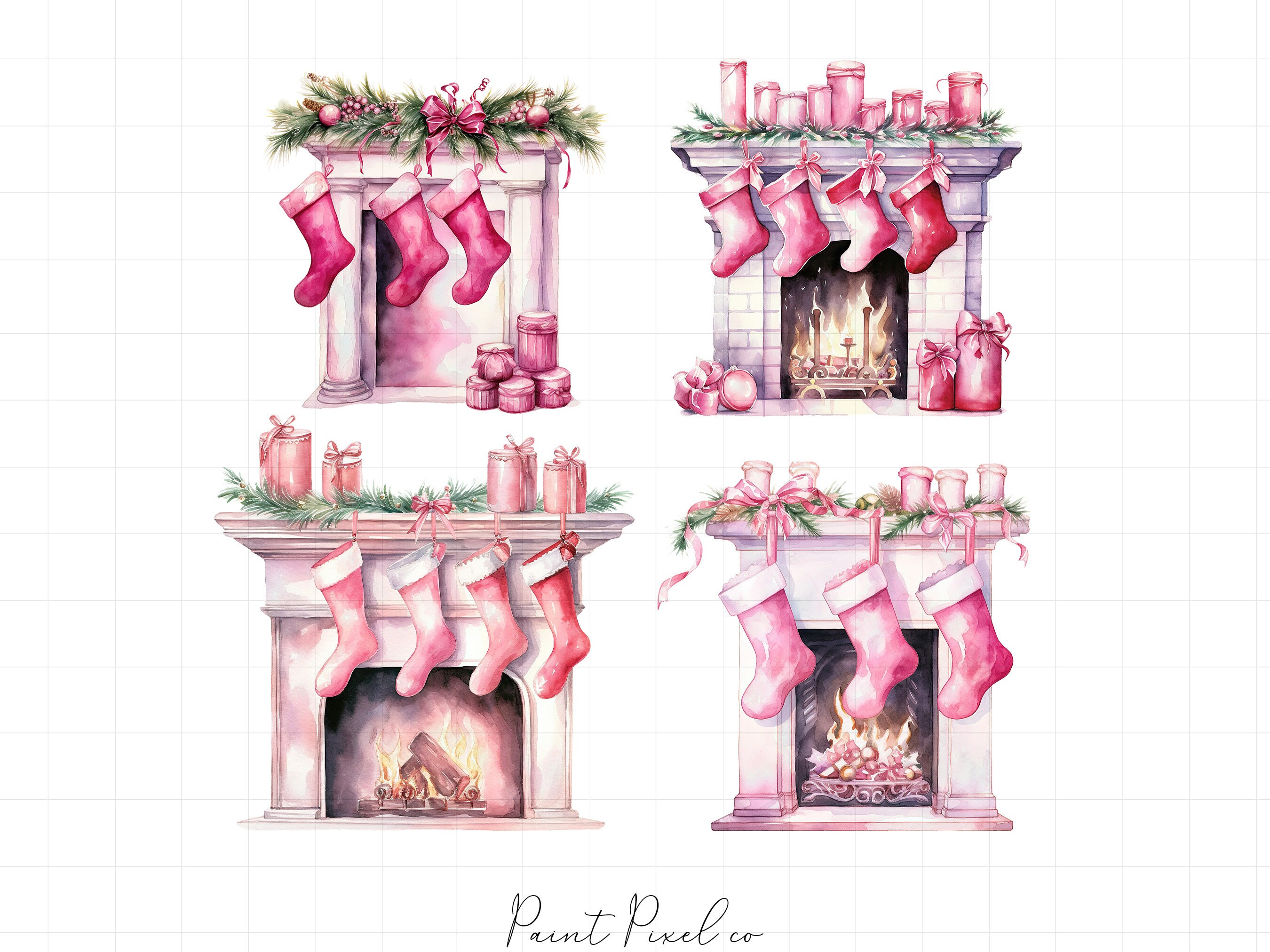 Pink Christmas Stocking Clipart PNG Holiday Clip Art Cute Pastel Xmas ...