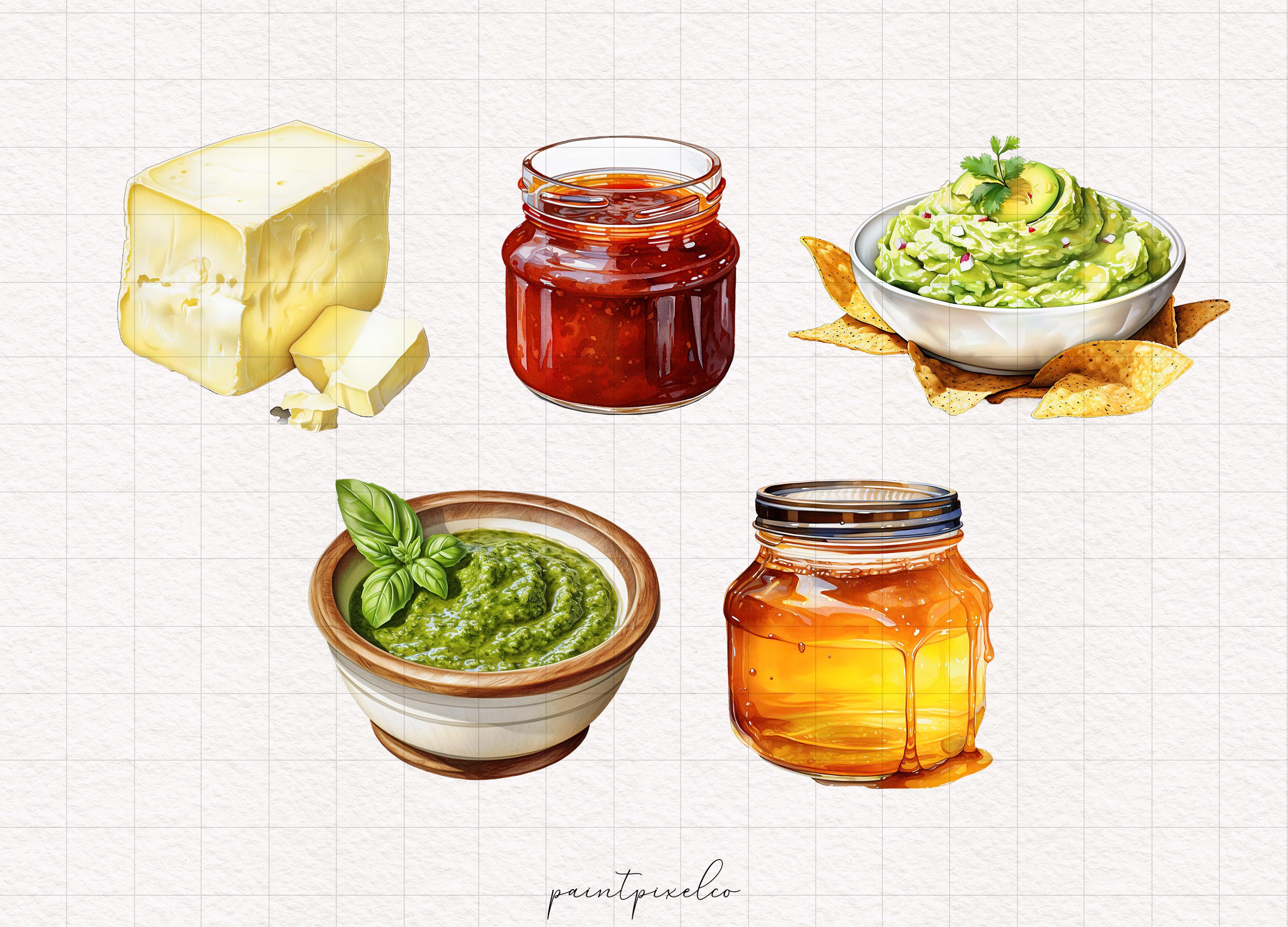 Condiments Clipart Sauces PNG Food Graphics Guacamole Pesto ...
