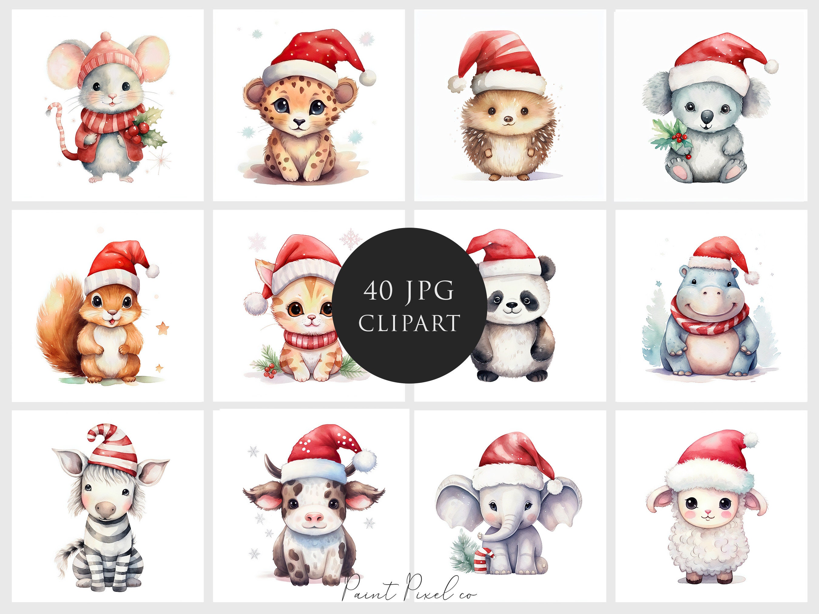 40 Christmas Animals Clipart High Quality Jpgs Holiday Animals ...