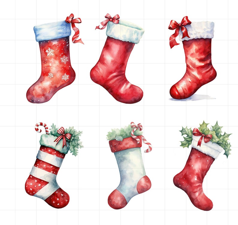 Christmas Stocking Clipart Holiday PNG Red Stockings Clip Art Xmas ...