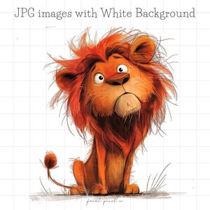 10 Quirky Lion JPG Clipart Whimsical Lion Sublimation Clip Art Funny ...