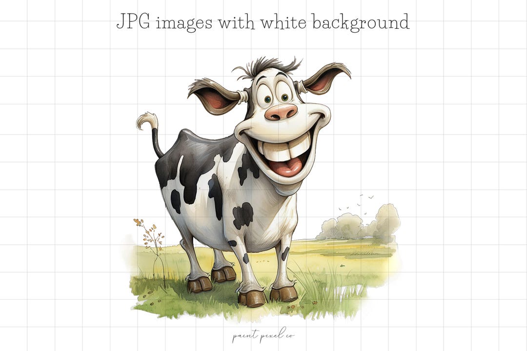 50 Quirky Cow JPG Clipart Whimsical Cows Sublimation Clip Art Farm ...