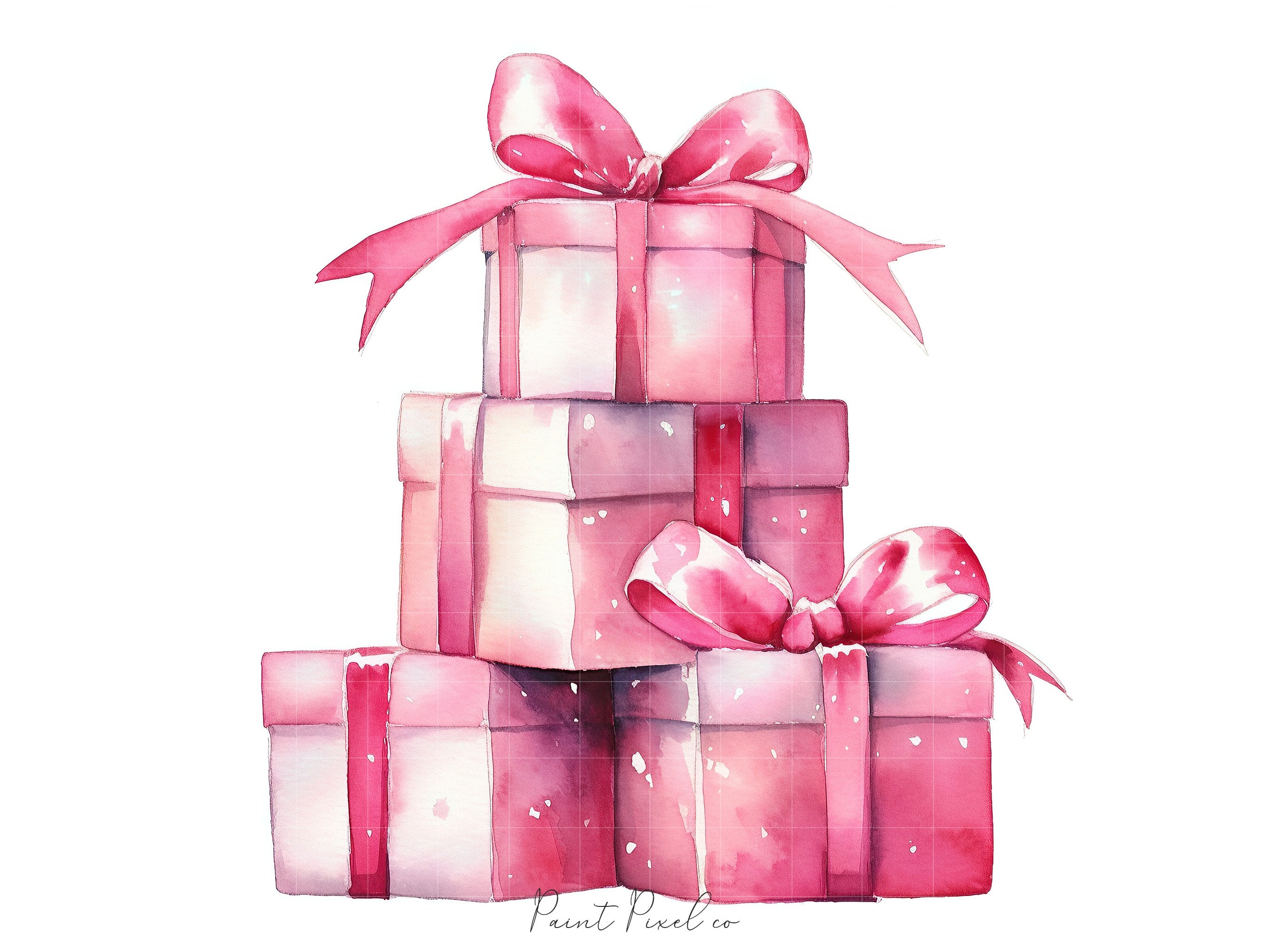 10 Pink Christmas Present Clipart High Quality Jpgs Wrapped Box Clip ...