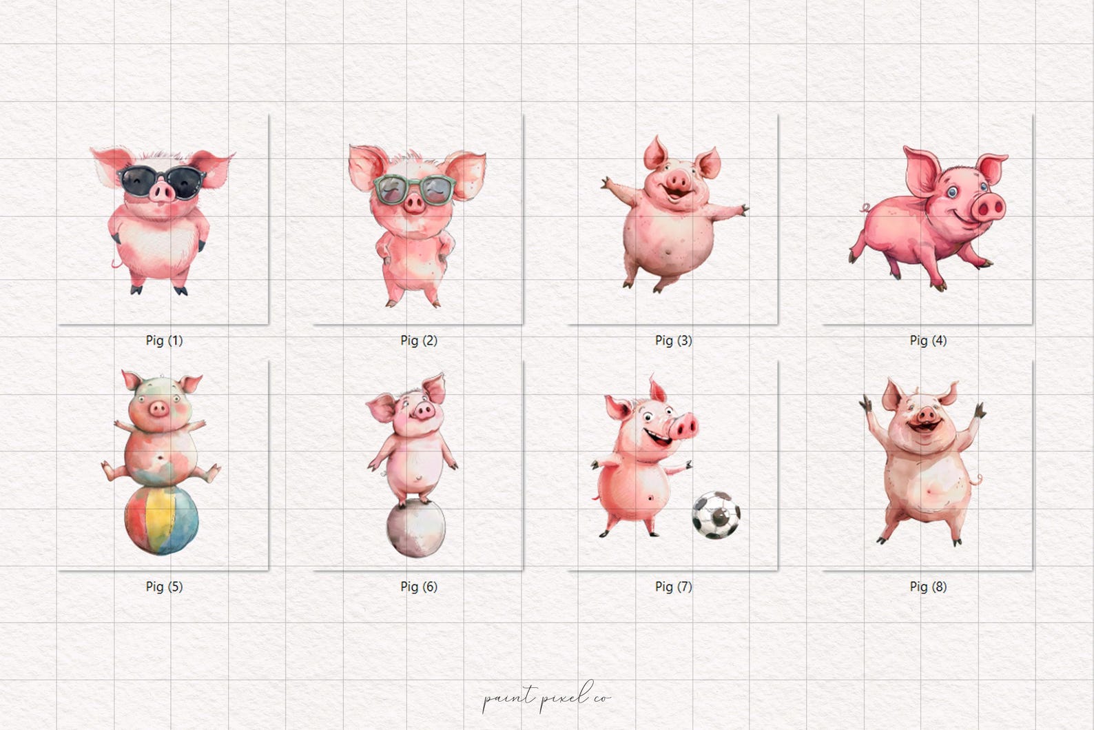 Quirky Pig Clipart Pink Pig PNG Cool Whimsical Pigs Dancing Sublimation ...