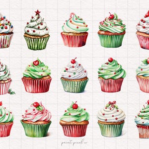 Christmas Cupcakes Clipart Holiday Sweet Treats Silly Winter Desserts ...