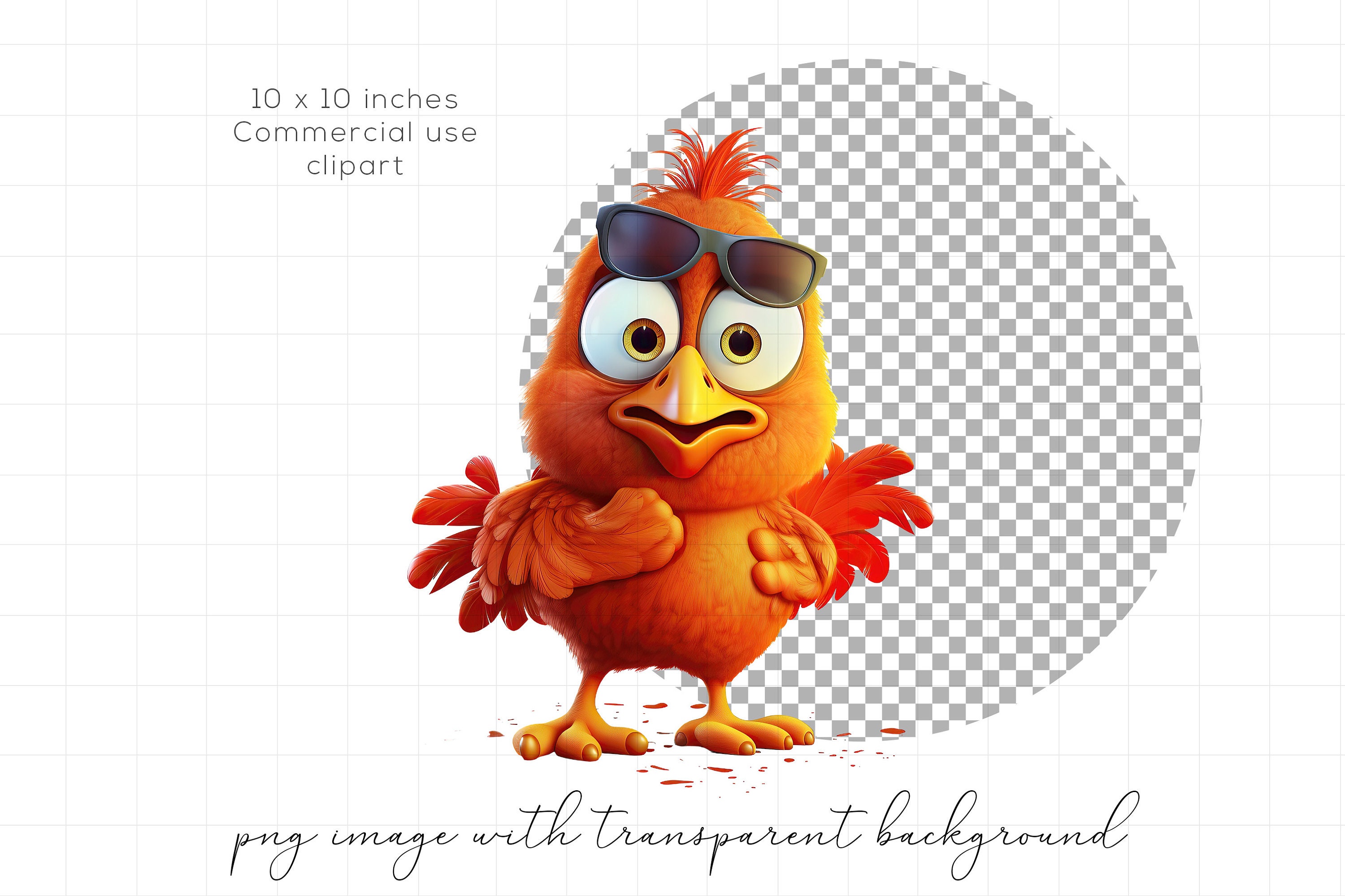 Funny Chicken Clipart PNG Cute Hen Rooster Clip Art Cartoon Chickens 3d ...